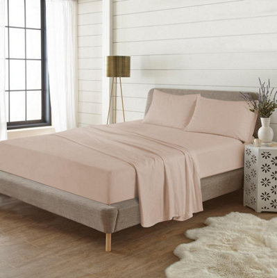 Plain Dye Flannelette Brushed Cotton 16" Fitted Sheet Latte