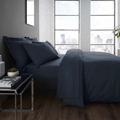 Plain Dyed Soft Touch 32cm Navy Fitted Bed Sheet