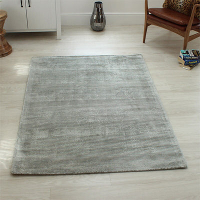 Plain Grey Modern Handmade Rug For Dining Room Bedroom & Living Room ...