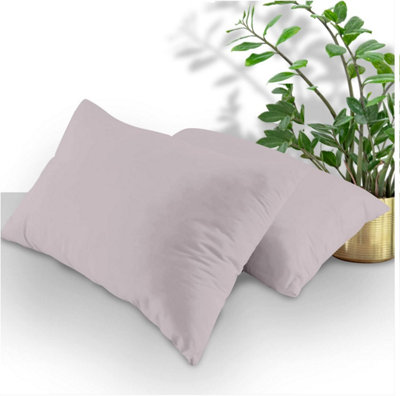 Plain Housewife Pillowcases Grey, Pair
