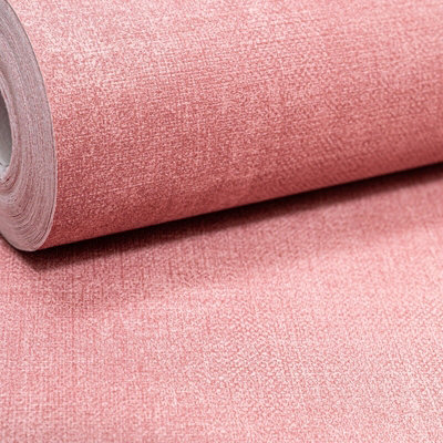 Plain Maroon Wallpaper Textured Linen Effect Slightly Imperfect Paste ...