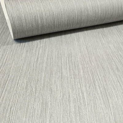 Plain Mid Neutral Grey Textured Wallpaper Modern Thick Quality Designer ...