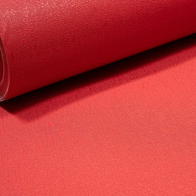 Plain Red Linen Effect Wallpaper Textured Vinyl, Easy Application ...