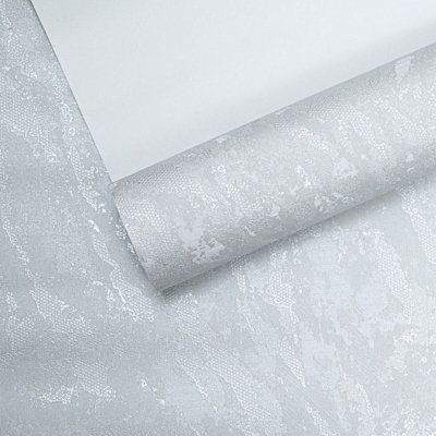 Plain Silver Metallic Wallpaper Textured Shimmer HeavyWeight Thick ...