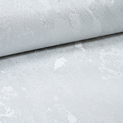 Plain Silver Metallic Wallpaper Textured Shimmer HeavyWeight Thick ...