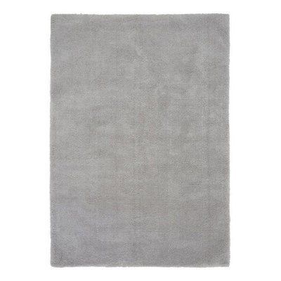 Plain Silver Rug, Shaggy Living Room Rug, Modern Stain-Resistant Dining ...