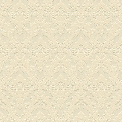 Plain Textured Effect Damask Pattern Wallpaper, Beige And Cream ...