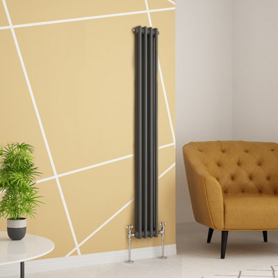 Planet Radiators 2 Column 1500 x 200mm Cast Iron Style Radiator Anthracite