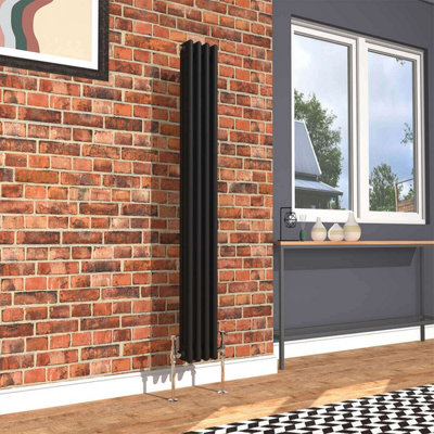 Planet Radiators Three Column 1500 x 200mm Cast Iron Style Radiator Black