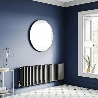 Planet Radiators Three Column 450 x 1415mm Cast Iron Style Radiator Black