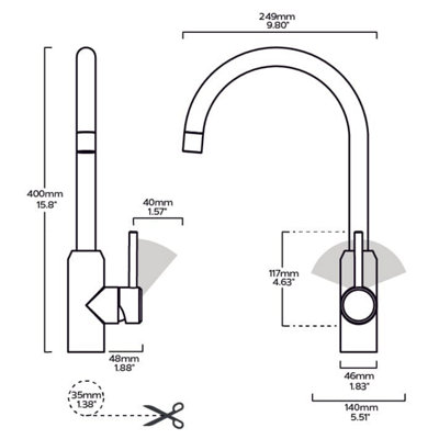 Plank Hardware PORTMAN Swirled Kitchen Mixer Tap - Brass
