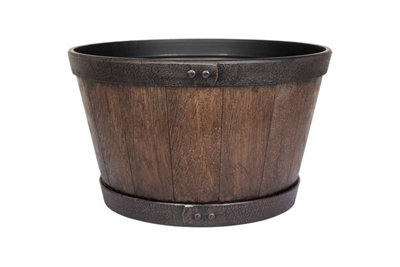Plant Pot Oban Dark Oak Whiskey Barrel 33cm 90511DO