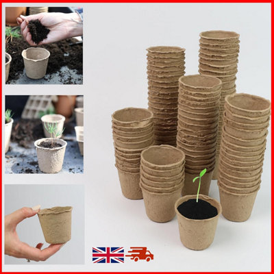 Plant Pots 96 Pcs 6 Cm Paper Cups Biodegradable Seed Pots Round ...