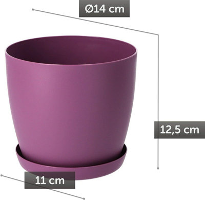 Plant Pots Flower Planter 6 Colours 8 sizes Matt Plastic Pot + Saucer ...