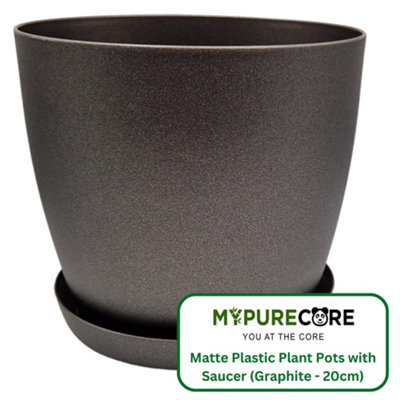 Plant Pots with Saucer Elegant Matte Plastic Flower Pot Durable Indoor ...