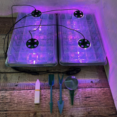 Plant Propagator 40 Cell Seed Tray Set with Full Spectrum USB Grow ...