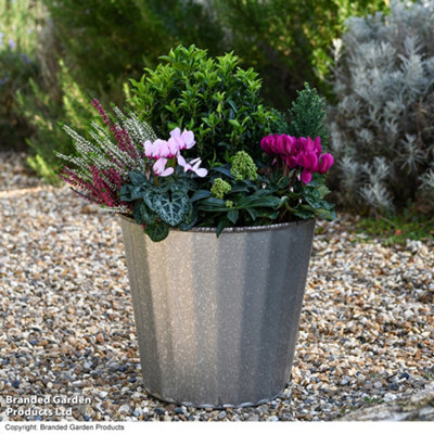 Planter Metal Effect Steel 32cm
