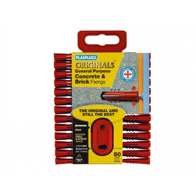 Plasplugs General-purpose Concrete & Brick Fixings Red (Pack of 50)