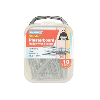 Plasplugs Regular Duty Plasterboard Fixing (Pack of 10) Grey (One Size)