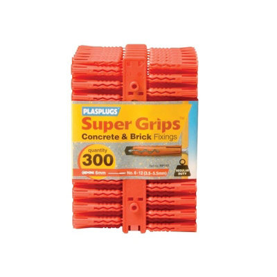 Plasplugs Solid Wall Super Grips Multi Colour (Pack of 300 Red)