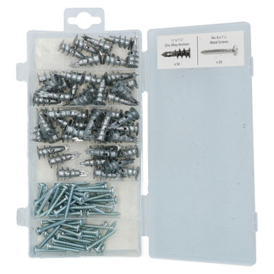 Plasterboard Dry Wall Speed Rawl Plugs + Metal Screws Fixings Fasteners ...