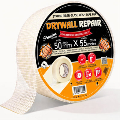 Plasterboard drywall mesh tape 50mm x 55m self adhesive scrim tape for ...