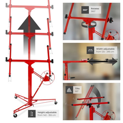PLASTERBOARD LIFTER - 1-MAN OPERATION, HEIGHT 140 - 355 CM, WIDTH 125 ...