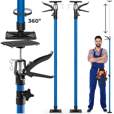 Plasterboard Props Set of 2 - height-adjustable, 115 up to 290cm - blue