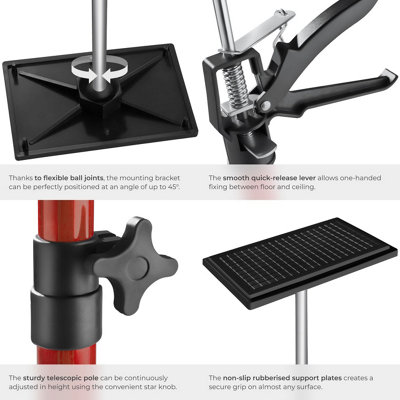 Plasterboard Props Set of 2 - height-adjustable, 115 up to 290cm - red