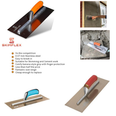 Plastering Trowel 16 Skimflex 007 Finishing Soft Grip Plasterers Skim Blade Stainless steel Skimming Rendering tools