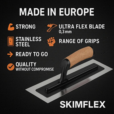 Plastering Trowel Set 3 Piece Skimflex Stainless Steel with Rubber Grip ...