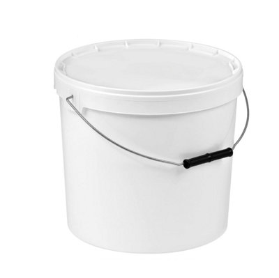 Plastic Buckets Tubs White Transparent Tamper Evident Lids 1 bucket 20L