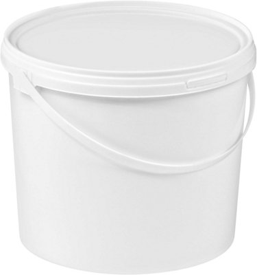 Plastic Buckets Tubs White Transparent Tamper Evident Lids 1 bucket 5L