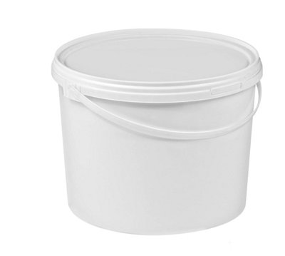 Plastic Buckets Tubs White Transparent Tamper Evident Lids 5 buckets 10L