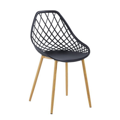 Plastic Chair with Metal Legs - L50 x W50 x H90 cm - Black