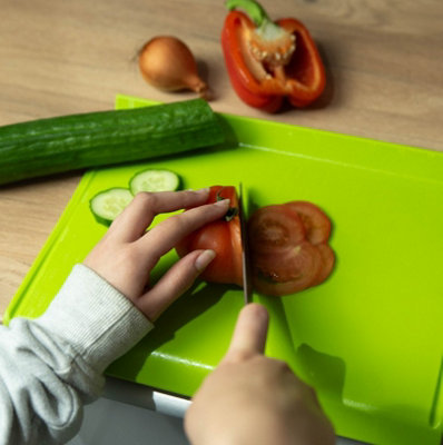 Plastic Cutting Choping Board Kitchen Food prep Curved Edge Green