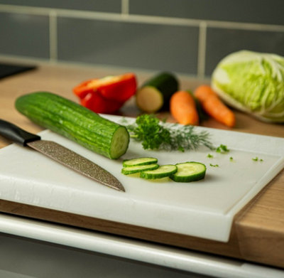 Plastic Cutting Choping Board Kitchen Food prep Curved Edge White