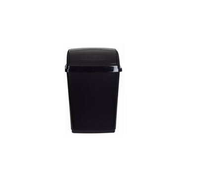 Plastic Flip Top 10L Rectangular Black Bin Rubbish Kitchen Swing Bins