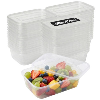 Plastic Food Containers with Lids Takeaway Meal Prep Boxes Microwave ...