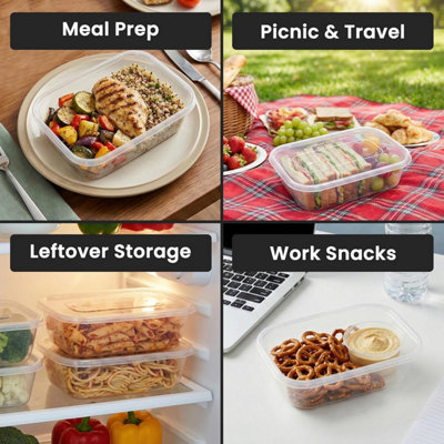 Plastic Food Containers with Lids Takeaway Meal Prep Boxes Microwave ...