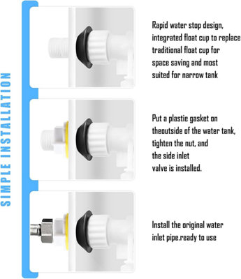 Plastic G1 2 Flush Side Inlet Inlet Fill Valve Toilet Replacement Parts ...