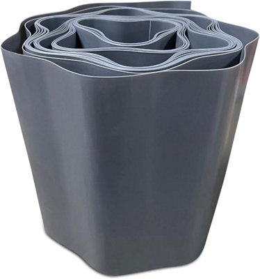 Plastic Garden Edging Roll Grey Wavy Design quad pack