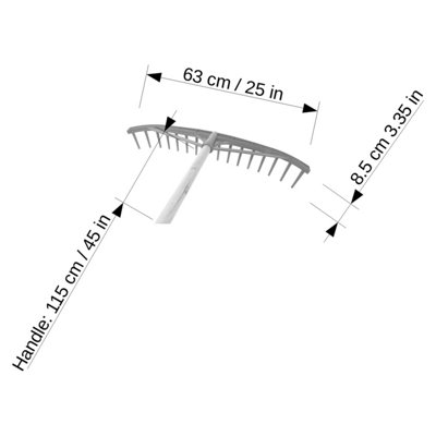 Plastic Garden Rake for Hay, Leaves, Lawn, 63 cm / 25 in with 18 Tins ...