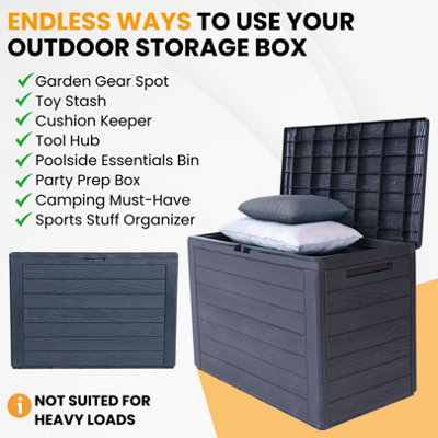 Plastic Garden Storage Box 190L With Lid (44x78x55cm) - Waterproof ...