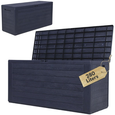 Plastic Garden Storage Box 280L With Lid 116x44x55cm - Large Waterproof ...
