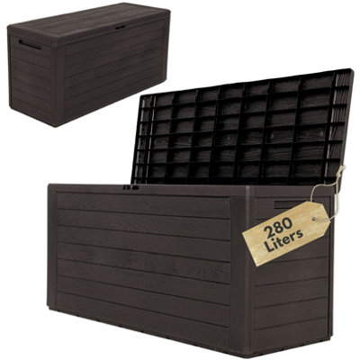 Plastic Garden Storage Box 280L With Lid 116x44x55cm - Large Waterproof ...