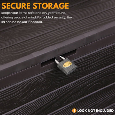 Plastic Garden Storage Box 280L With Lid 116x44x55cm - Large Waterproof ...