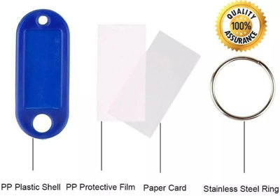 Plastic Keyring Tags with ID Label Mix Key Tags with Blank Paper ID ...