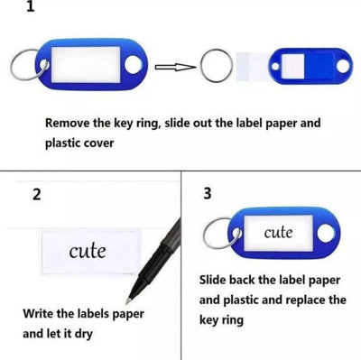 Plastic Keyring Tags with ID Label Mix Key Tags with Blank Paper ID ...