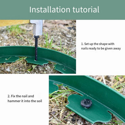 Plastic L Shaped Garden Edging Roll Lawn Border with 30 Ground Pegs (H ...